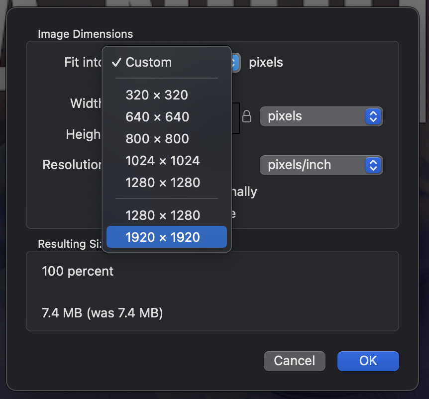 How do I resize my image or video?